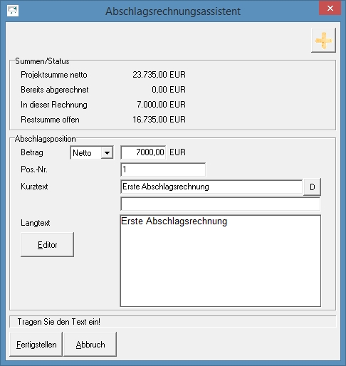 Die Abschlagsrechnung auf Knopfdruck. Der Abschlagsrechnungsassistent ...